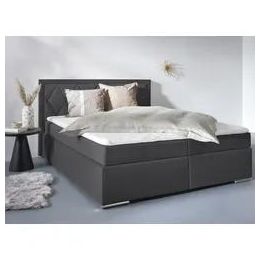 Boxbett Home Affaire "Alfie, wahlweise mit Bettkasten", schwarz, L:206cm, Bezug Bett: Samtvelours (100% Polyester), Bezug der Spiegelfl&auml;che Matratzendrell aus 100% Polyester. Topperbezug abnehmbar und waschbar bis 30o C, aus 100% Polyester, Komplettbetten, Boxspringbett, mit Stra&szlig;steinen im Kopfteil, H2, H3 und H4 w&auml;hlbar, Topseller