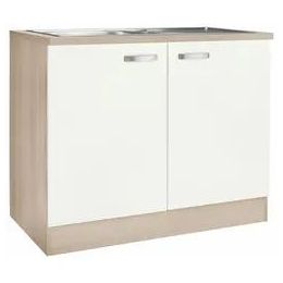 Sp&uuml;lenschrank Optifit "Faro", wei&szlig; (wei&szlig; matt), B:100cm H:84,8cm T:60cm, Schr&auml;nke, Sp&uuml;lenschrank, mit Metallgriffen, Breite 100 cm