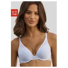 Push-up-BH s.Oliver "Zo&egrave;", Damen, Gr. 70, Cup D, blau (hellblau), Microtouch, Obermaterial: 60% Polyamid, 35% Polyester, 5% Elasthan, BHs Push-up-BH, aus modischen Mesh in Streifen-Optik