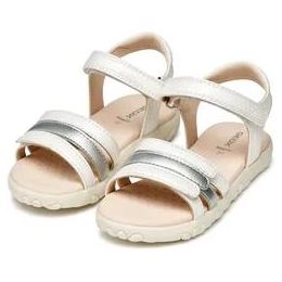 Sandale Geox "J SANDAL HAITI GIRL", M&auml;dchen, Gr. 28, silber (wei&szlig;, silberfarben), Synthetik, festlich, Schuhe Sandale, Glitzersandale, Klettschuh im Metallic Look