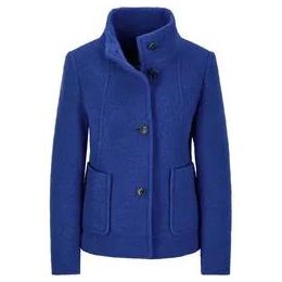 Wolljacke GOLDNER "Elegante Kurzjacke mit Stehkragen", Damen, Gr. 50, blau (royalblau), Obermaterial: 65% Wolle mw. 35% Polyester PES., Modisch, Sonstiges, Jacken, besondere Nahtf&uuml;hrung