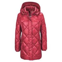Steppjacke GOLDNER "Kapuzenmantel mit Stehkragen", Damen, Gr. 46, rot (dunkelrot), Obermaterial: 100% Polyester PES., figurumspielend, weit Sonstiges, Jacken Steppjacke, Mit Strickb&uuml;ndchen an den &Auml;rmeln