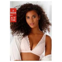 Bralette-BH Petite Fleur, Damen, Gr. 80, Cup D, rosa (puder, schwarz), Spitze, Obermaterial: 90% Polyamid, 10% Elasthan, BHs BH Spitzenw&auml;sche BH-Set Spitzen-BH Triangel-BH Bralette, ohne B&uuml;gel aus Spitze, Dessous