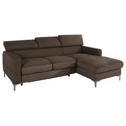Ecksofa COTTA "Sammy L-Form", braun (espresso), B:226cm H:74cm T:169cm, Struktur (100% Polyester );Chenille (90% Polyester; 10% Polyamid ), Sofas, Ecksofa, mit Kopfteilverstellung, wahlweise mit Bettfunktion & Bettkasten