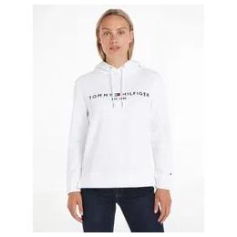 Kapuzensweatshirt Tommy Hilfiger, Damen, Gr. L (40), wei&szlig;, Sweatware, Obermaterial: 64% Baumwolle, 36% Polyester, bestickt, unifarben, figurbetont h&uuml;ftlang, Rundhals, B&uuml;ndchen, Sweatshirts, mit Tommy Hilfiger Logostickerei