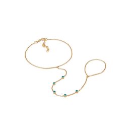 Schmuckset Elli "Armband Hand Chain Handkette Armband 925 Silber" Gr. 16, gold, Schmuck_Sets, Damen, 16, Silber 925 (Sterlingsilber), Schmuckset