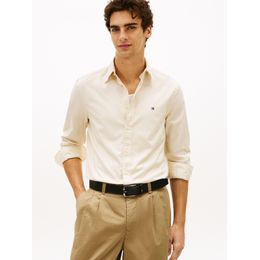 Businesshemd Tommy Hilfiger "FLEX POPLIN SOLID", Herren, Gr. L, N-Gr, muslin, Popeline, Obermaterial: 100% Baumwolle, regular fit h&uuml;ftlang, &Auml;rmel mit &Auml;rmelschlitz 1-Knopf-Manschette, Hemden Businesshemd, unifarben, klassisch, regular fit, Baumwolle, Button-down-Kragen