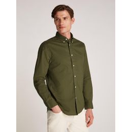 Businesshemd Tommy Hilfiger "FLEX POPLIN SOLID", Herren, Gr. XL, N-Gr, gr&uuml;n (army gr&uuml;n), Popeline, Obermaterial: 100% Baumwolle, unifarben, regular fit h&uuml;ftlang, &Auml;rmel mit &Auml;rmelschlitz 1-Knopf-Manschette, Hemden Businesshemd, unifarben, klassisch, regular fit, Baumwolle, Button-down-Kragen
