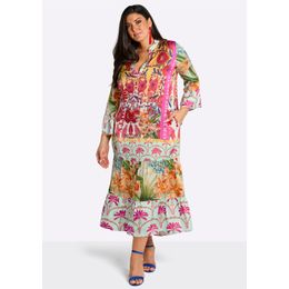 sheego loves miss goodlife sheego Gro&szlig;e Gr&ouml;&szlig;en Maxikleid mit Volantstufen, mint-pink-bedruckt, Gr&ouml;&szlig;e 46 - Damen