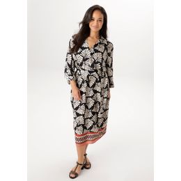 sheego Gro&szlig;e Gr&ouml;&szlig;en Blusenkleid, schwarz-wei&szlig;-orange, Gr&ouml;&szlig;e 52 - Damen
