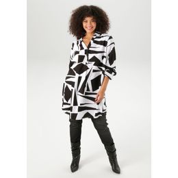 sheego Gro&szlig;e Gr&ouml;&szlig;en Longbluse, wei&szlig;-schwarz, Gr&ouml;&szlig;e 46 - Damen