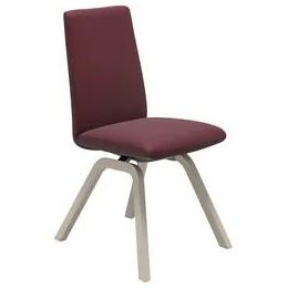 Polsterstuhl stressless "Laurel", rot (bordeaux batick, eiche gekalkt), B:49cm H:92cm T:59cm, Leder BATICK: BATICK ist ein leicht korrigiertes, durchgef&auml;rbtes und genarbtes M&ouml;belleder, bei dem die meisten Unebenheiten und Spuren in der Regel entfernt wurden., St&uuml;hle, Polsterstuhl, Low Back, Gr&ouml;&szlig;e M, mit schr&auml;ggestellten Beinen in Eiche gekalkt