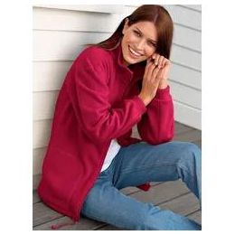 Fleecejacke Casual Looks, Damen, Gr. 44, rot (dunkelrot), 100% Polyester, unifarben, l&auml;ssig geschnitten, Jacken Fleecejacke