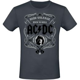 ACDC AC/DC High Voltage - Rock 'N' Roll T-Shirt charcoal in L Q224-533514 - B&C150 Dark Grey