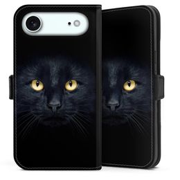 iPhone Air Handy Klapph&uuml;lle Handyh&uuml;lle aus Kunst Leder schwarz Flip Case Cat Black Eye Sideflip mit Lasche