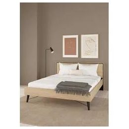 Bett Andas "Ry Bettrahmen, Bettgestell, Doppelbett", braun (jackson hickory), B:172,6cm H:91,3cm L:206cm, Betten, Bett, mit hohem Kopfteil, Beine aus Vollholz