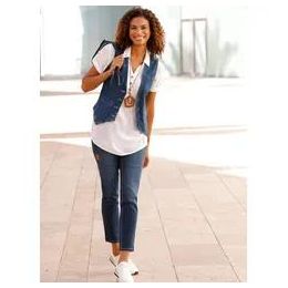 Jeansweste Casual Looks, Damen, Gr. 46, blau (blau, stone, washed), 99% Baumwolle, 1% Elasthan, unifarben, Westen