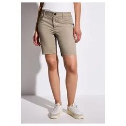 Shorts Street One, Damen, Gr. 44, beige (safari beige), Web, 97% Baumwolle, 3% Elasthan, unifarben, gerade kurz, Hosen Shorts, 4-Pocket Style