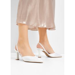 bonprix Slingpumps in Satin-Optik, wei&szlig;, Satin