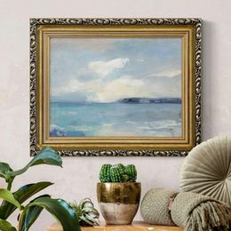 Bilderwelten Bild mit Barockrahmen Antik Strand modern Barock blau - Die Halbinsel - Meerblick Wohnzimmer Schlafzimmer