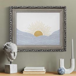 Gerahmtes Leinwandbild Boho Sonnenuntergang &uuml;ber dem Meer