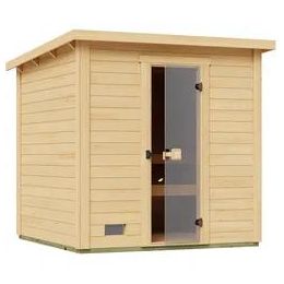 Saunahaus Weka "Kaapi 3", naturbelassen, Kompakt-Ofen, integrierte Steuerung, 9 kW, Saunen, Blockbohlen aus Fichtenholz