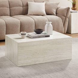 Pharao24.de Couchtisch Salontisch in Marmor Optik - Beige