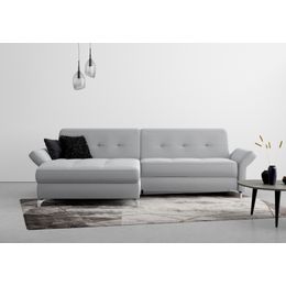 Ecksofa Home Affaire "Maredo L-Form", grau (hellgrau), B:284cm H:89cm T:179cm, 100% Polyester, Sofas, Ecksofa, Federkern, wahlweise auch mit Kopfteil- und Armlehnverstellung