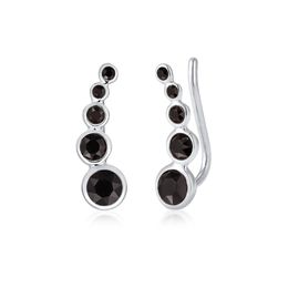 Paar Ohrstecker Elli "Ohrringe Ohrklemme Earclimber, mit Kristallen von Swarovski" Gr. 17, schwarz, Ohrringe, Damen, 17, Silber 925 (Sterlingsilber), Paar Ohrstecker