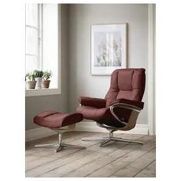 Relaxsessel stressless "Mayfair", rot (cherry paloma), B:83cm H:102cm T:74cm, Leder PALOMA: PALOMA ist ein durchgef&auml;rbtes Semianilin-M&ouml;belleder mit nat&uuml;rlicher Narbung., Sessel, Relaxsessel, mit Cross Base, Gr&ouml;&szlig;e S, M & L, Holzakzent Eiche