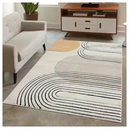 Teppich Carpet City "BONITO 7157", beige, B:80cm H:11mm L:150cm, Obermaterial: 100% Polypropylen, Teppiche, Teppich, L&auml;ufer, Flachflor, Hochtief-Muster/ 3D-Effekt, Geo-Muster, Wohnzimmer