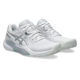 Tennisschuh asics "GEL-CHALLENGER 15 CLAY", Damen, Gr. 40,5, wei&szlig;, pure silber, Textil, Schuhe, Sandplatzschuhe f&uuml;r Aschepl&auml;tze
