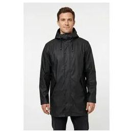 Regenmantel LINDBERGH, Herren, Gr. XXL, schwarz, Web, Obermaterial: 100% Polyurethan, unifarben, relaxed fit ca. Mitte Oberschenkel, Rundhals, mit Druckkn&ouml;pfen, M&auml;ntel, mit Kapuze