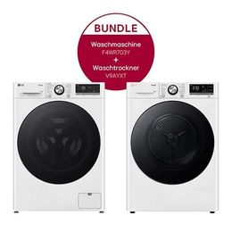 LG Waschmaschine (13 kg, 1.400 U./Min., EEK A) mit schwarzem Bullaugenring F4WR703Y + Trockner (10 kg, EEK A+++) mit Dual Inverter W&auml;rmepumpentechnologie F4WR703Y.V9AYXT