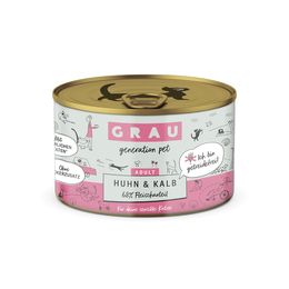 6 x 200g Grau Katze Huhn & Kalb
