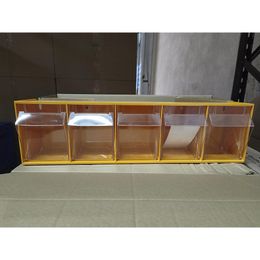 eurokraft basic Klappkasten-System, pastellgelb, Polystyrol, HxBxT 164 x 600 x 133 mm, 5 K&auml;sten