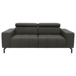 2-Sitzer DOMO collection "Cunelli, moderne Sitzn&auml;hte als Designelement, fester Sitzkomfort", grau, B:208cm H:79cm T:104cm, Lederlook;100% Polyurethan, Sofas, whlw. verstellbare Kopfteile, passend f&uuml;r g&auml;ngige Saugroboter