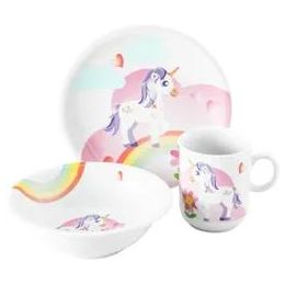 Kindergeschirr-Set Seltmann Weiden "Kindergeschirr Set Compact Mein kleines Einhorn bunt", bunt, 3 tlg., Porzellan, Geschirr-Sets