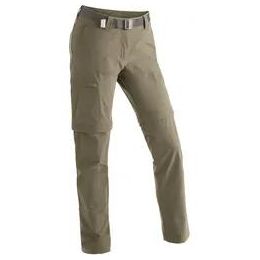 Outdoorhose Maier Sports "Inara slim zip", Damen, Gr. 23, Kurzgr&ouml;&szlig;en, beige (dunkelbeige), 90% Polyamid, 10% Elasthan, Hosen Outdoorhose, Damen Zip-Off Wanderhose, atmungsaktive Trekkinghose, Slim Fit