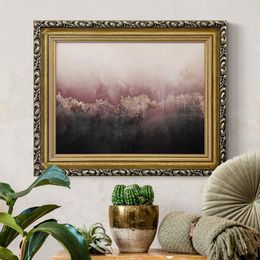 Bilderwelten Leinwandbild mit Barockrahmen Goldene D&auml;mmerung Rosa