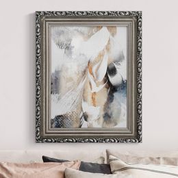 Bilderwelten Bild mit Barockrahmen Antik originell Abstrakt Aquarell gold - Goldene abstrakte Wintermalerei - edle Optik Wohnzimmer Schlafzimmer