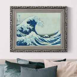 Bilderwelten Leinwandbild mit Barockrahmen Katsushika Hokusai - Die grosse Welle von Kanagawa