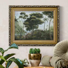 Bilderwelten Leinwandbild mit Barockrahmen Karibischer Dschungel
