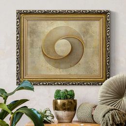 Bilderwelten Bild mit Barockrahmen Antik Digital Art Barock gold - Line Art Kreisspirale Gold - Geometrisch Wohnzimmer Schlafzimmer
