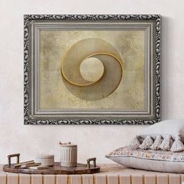 Bilderwelten Bild mit Barockrahmen Antik Digital Art Barock gold - Line Art Kreisspirale Gold - Geometrisch Wohnzimmer Schlafzimmer