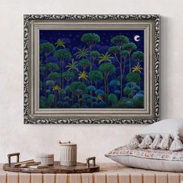 Bilderwelten Leinwandbild mit Barockrahmen Mitternacht im Regenwald