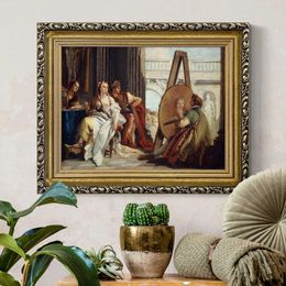 Bilderwelten Bild mit Barockrahmen Antik originell modern Barock braun - Giovanni Battista Tiepolo - Alexander der Gro&szlig;e - edle Optik Wohnzimmer Schlafzimmer