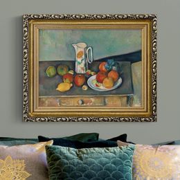 Gerahmtes Leinwandbild Paul C&eacute;zanne - Stillleben Milchkrug