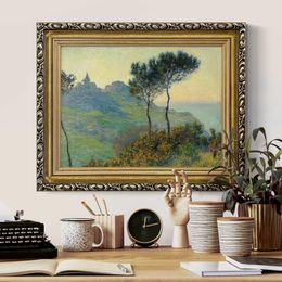 Bilderwelten Leinwandbild mit Barockrahmen Claude Monet - Varengeville Abendsonne
