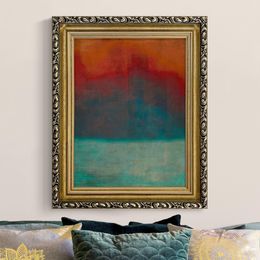 Bilderwelten Bild mit Barockrahmen Antik originell Abstrakt Barock rot - Zuhause am Meer - edle Optik Wohnzimmer Schlafzimmer